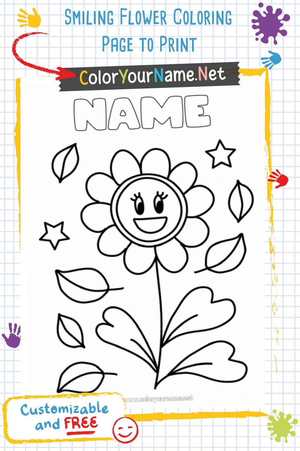 Smiling Flower Coloring Page to Print