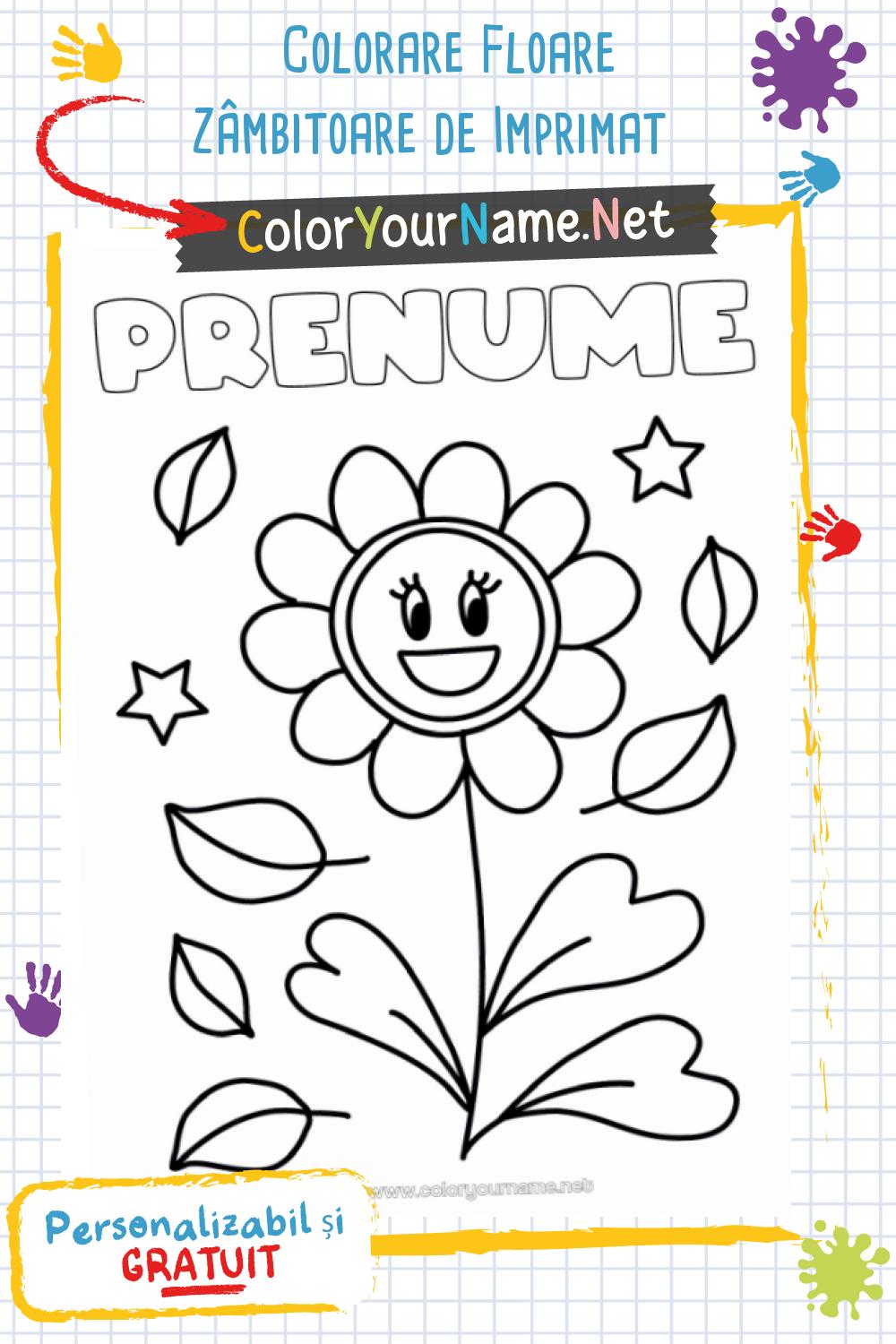 Colorare Floare Zâmbitoare de Imprimat
