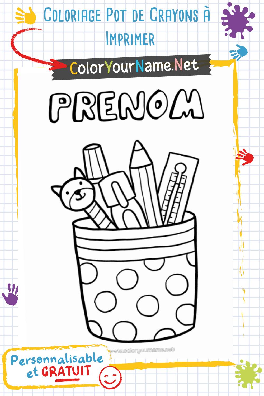 Coloriage Pot de Crayons à Imprimer