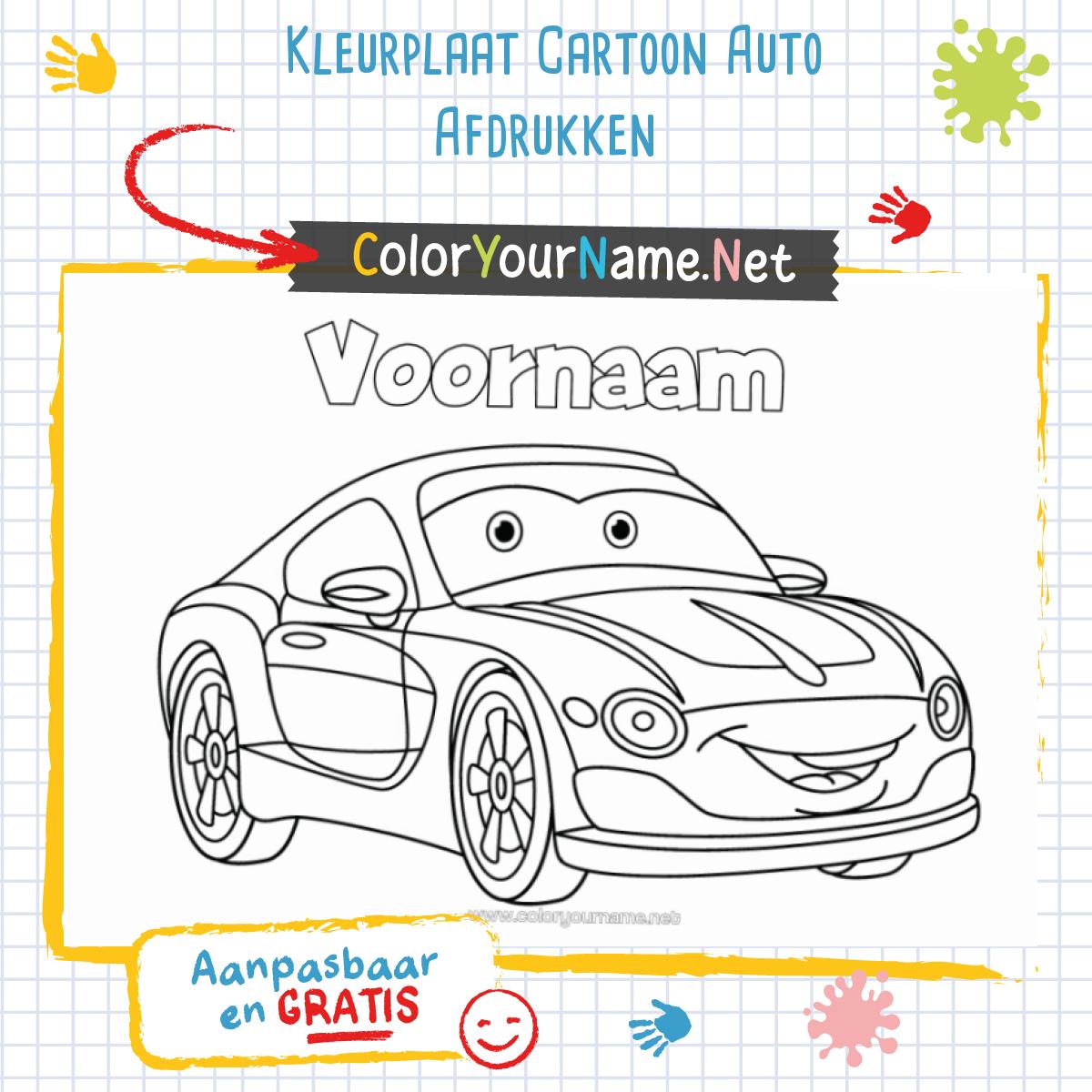 Kleurplaat Cartoon Auto Afdrukken