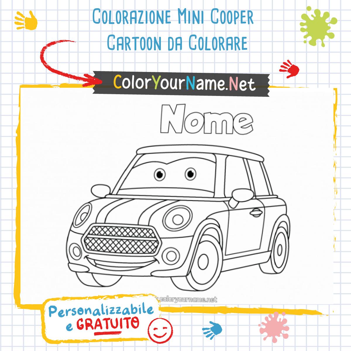 Colorazione Mini Cooper Cartoon da Colorare