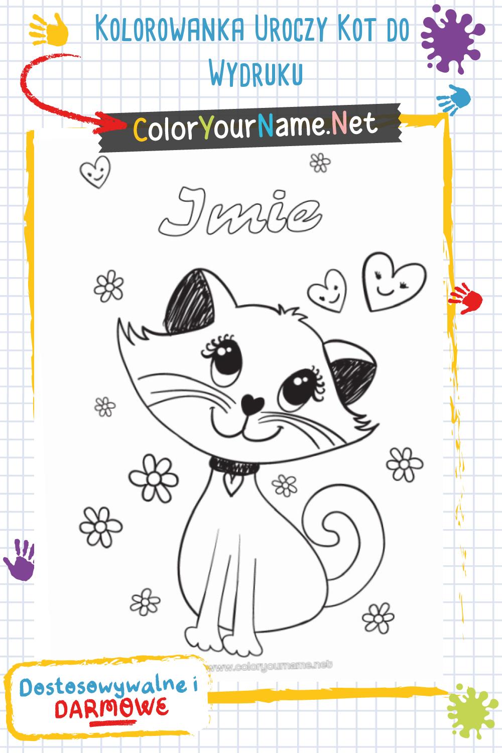 Kolorowanka Uroczy Kot do Wydruku