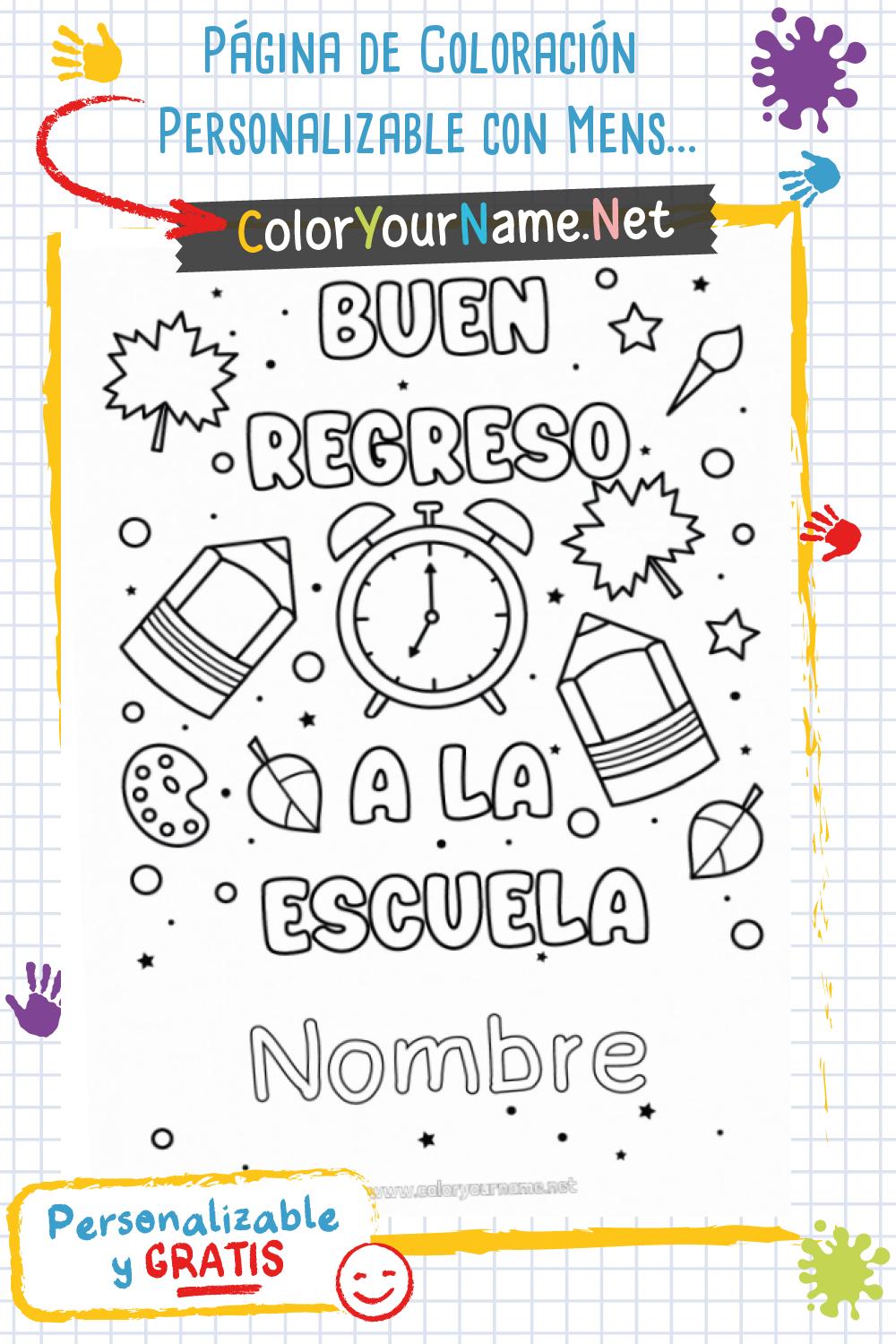 Página de Coloración Personalizable con Mensaje de Buen Regreso a la ...