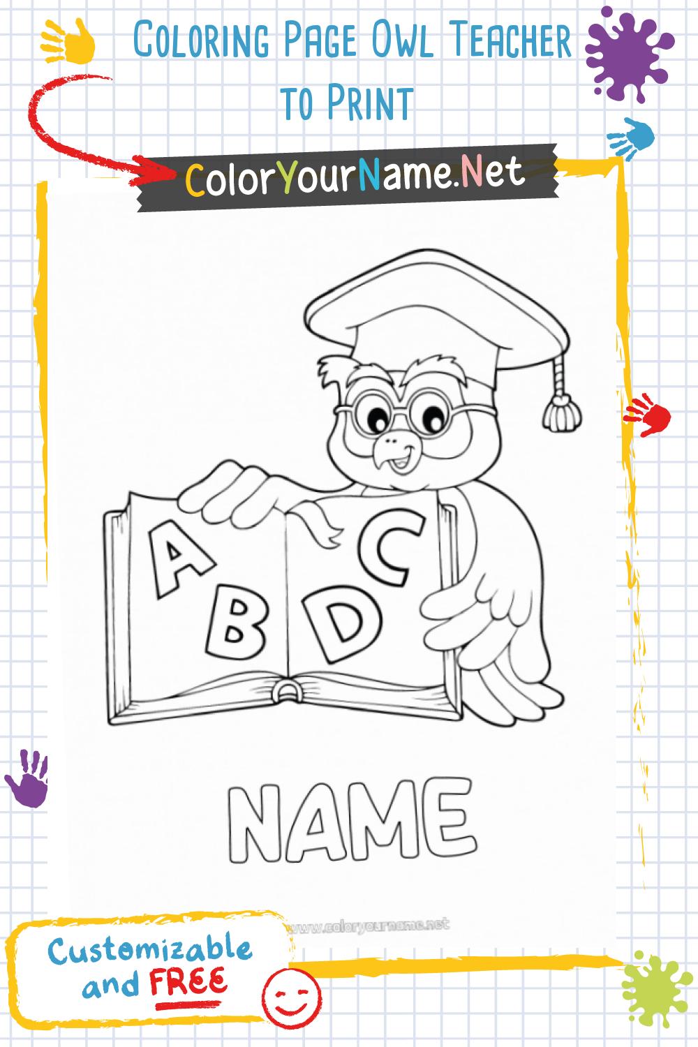 Coloring Page Owl Teacher to Print