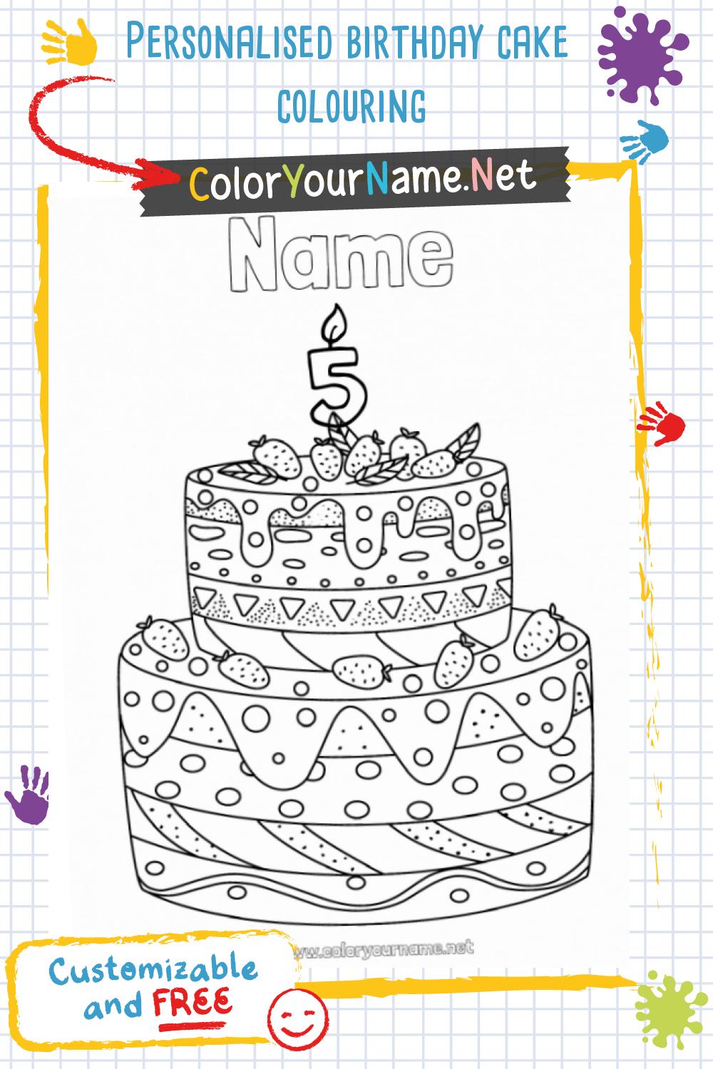 Personalised birthday cake colouring