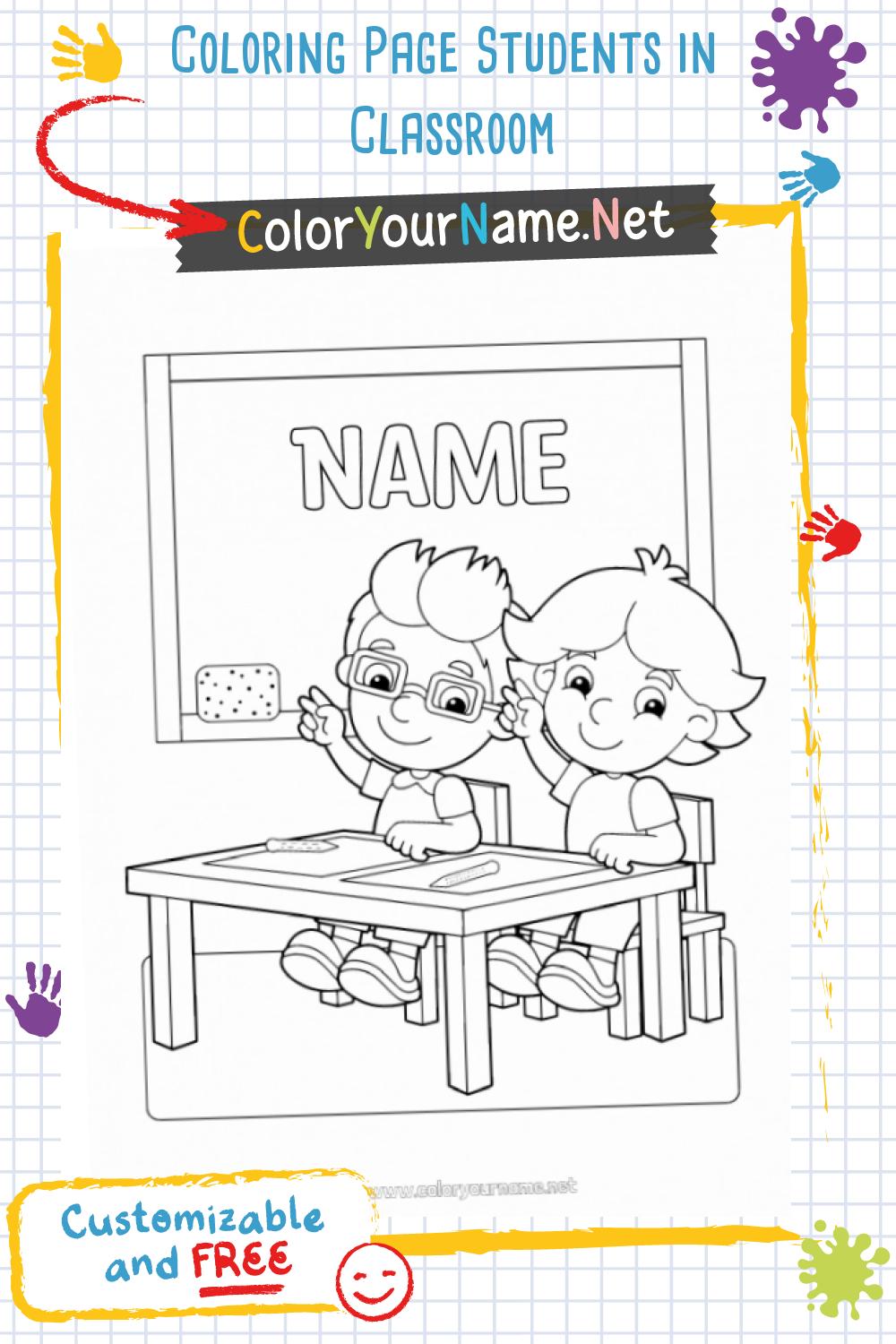 Coloring Page Students in Classroom