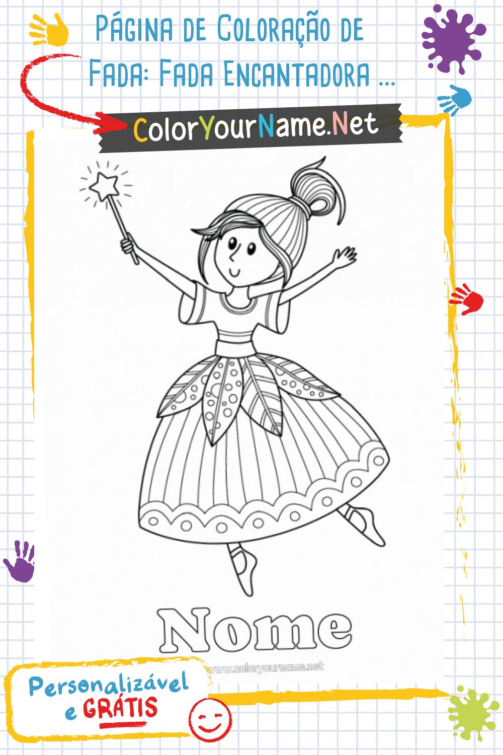 Página de Coloração de Fada: Fada Encantadora com Sininho e Vestido de ...