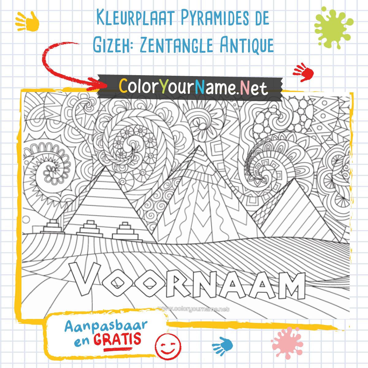 Kleurplaat Pyramides de Gizeh: Zentangle Antique