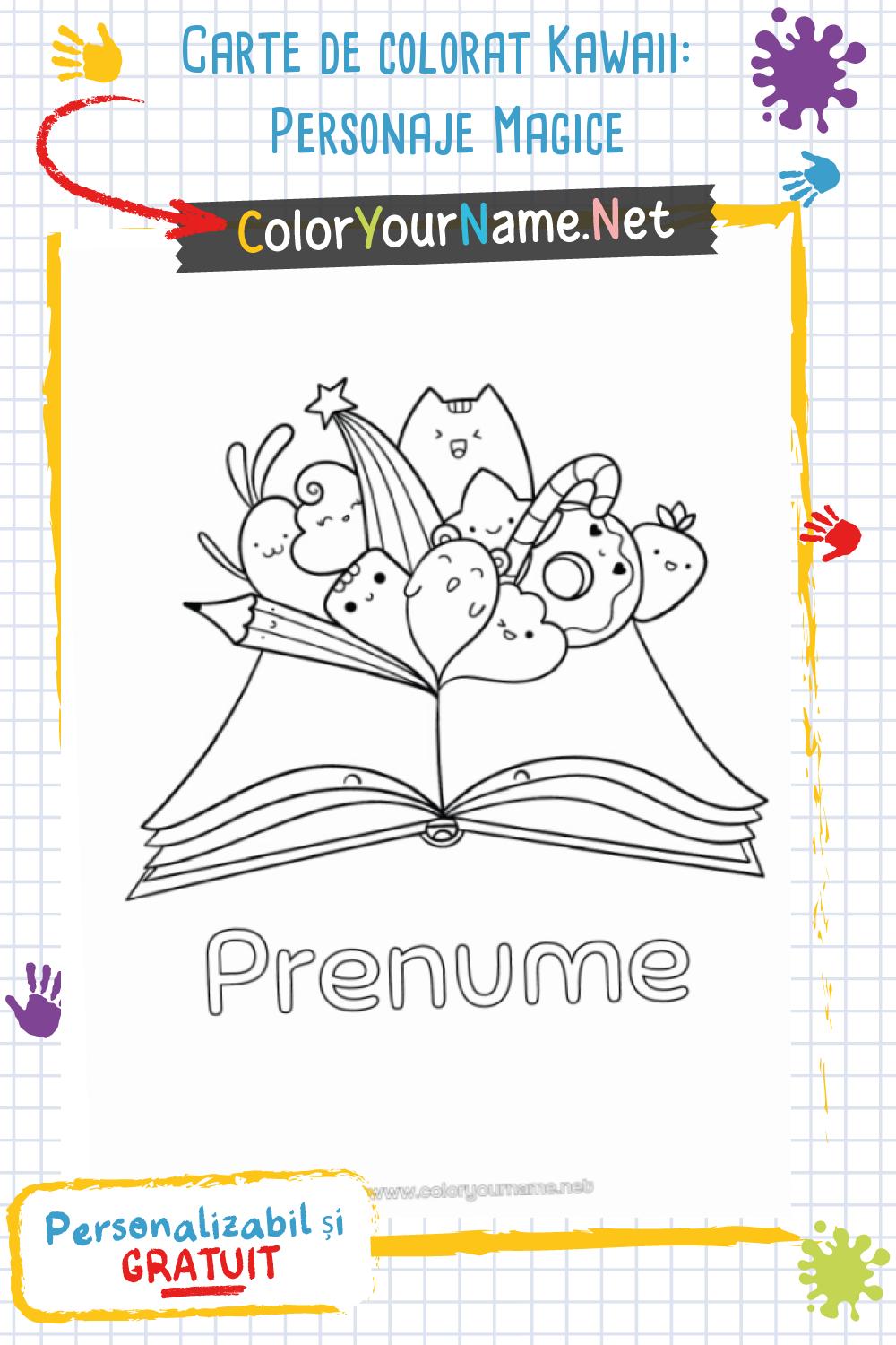 Carte de colorat Kawaii: Personaje Magice