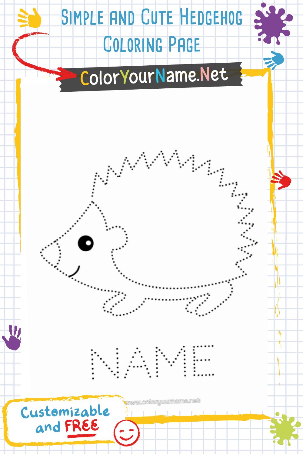 Simple and Cute Hedgehog Coloring Page