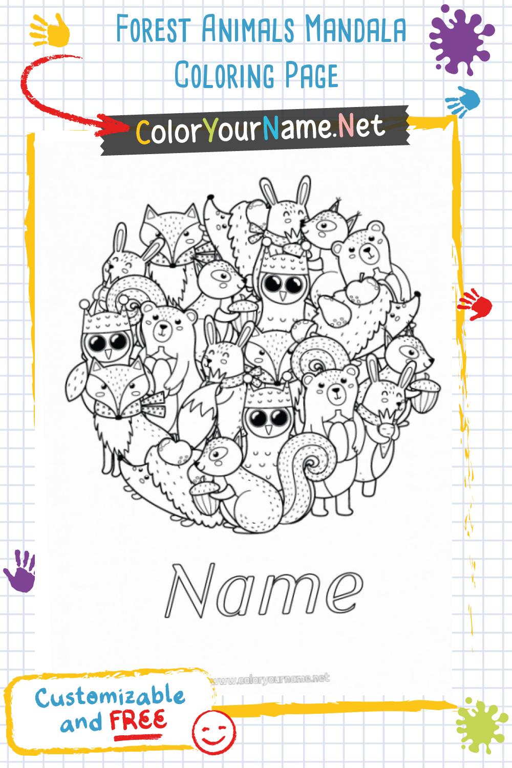 Forest Animals Mandala Coloring Page