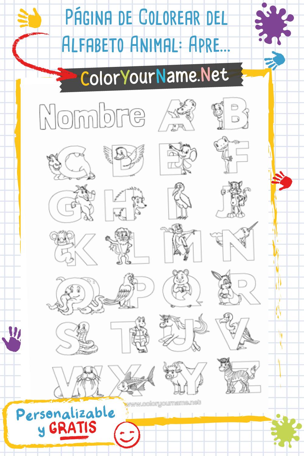 Página de Colorear del Alfabeto Animal: Aprende mientras Coloreas