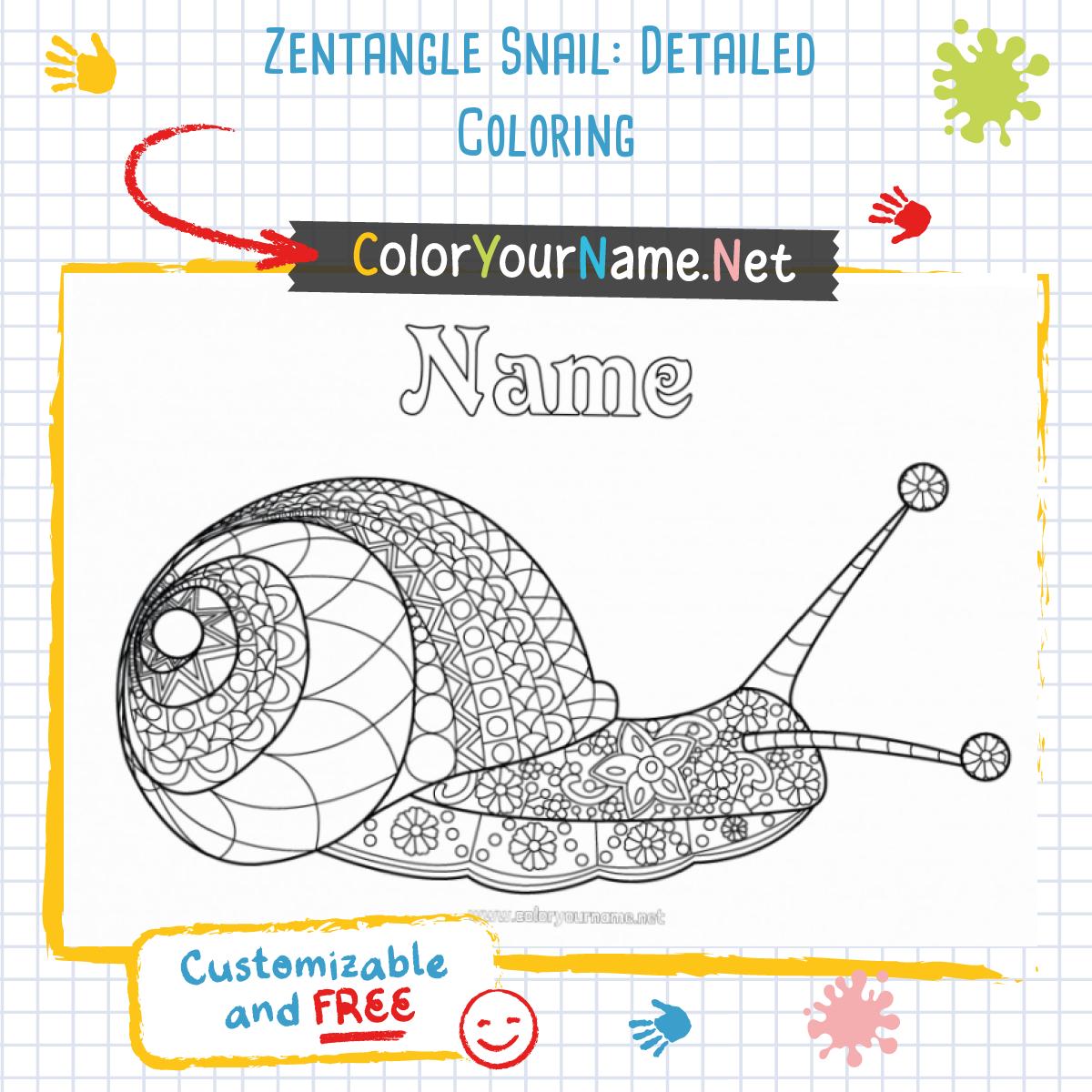 Zentangle Snail: Detailed Coloring