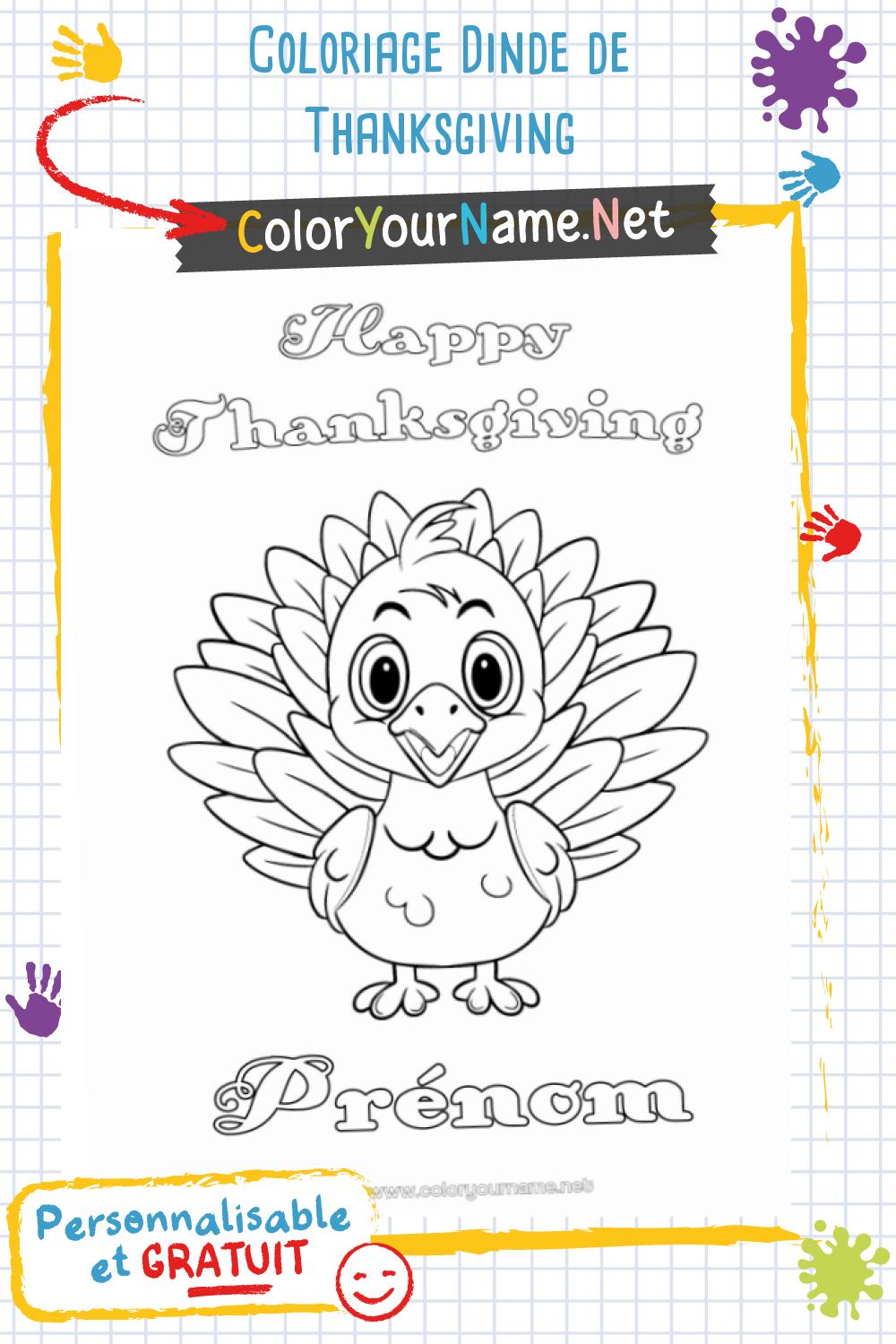 Coloriage Dinde de Thanksgiving