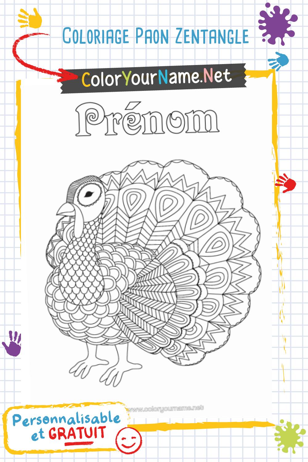 Coloriage Paon Zentangle