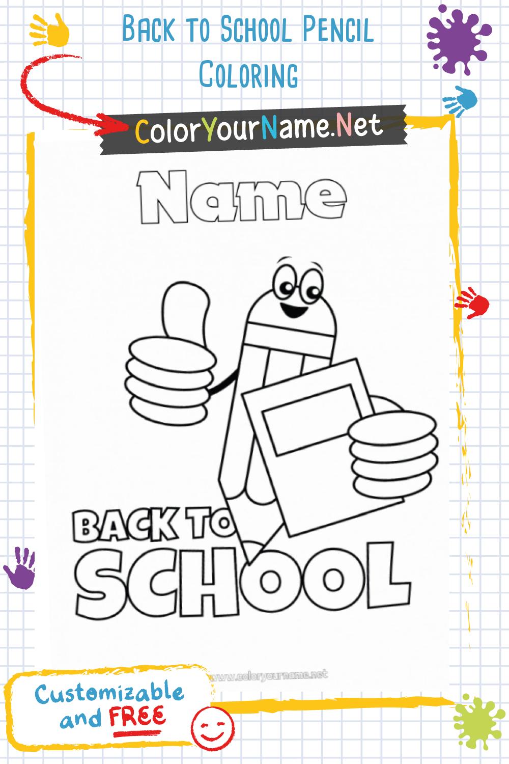 Back to School Pencil Coloring
