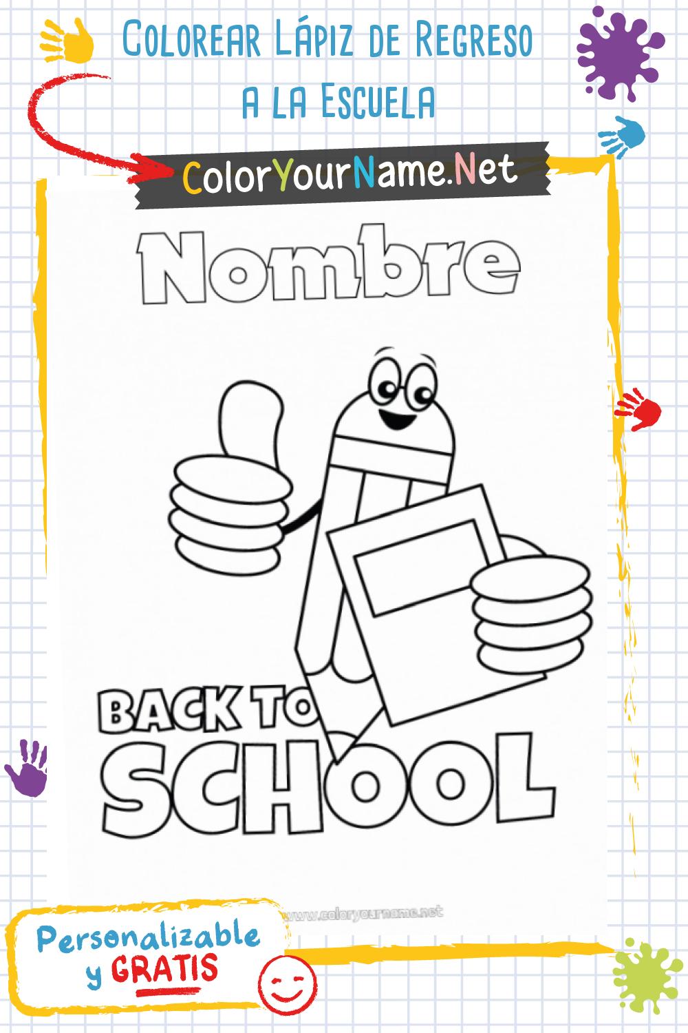 Colorear Lápiz de Regreso a la Escuela