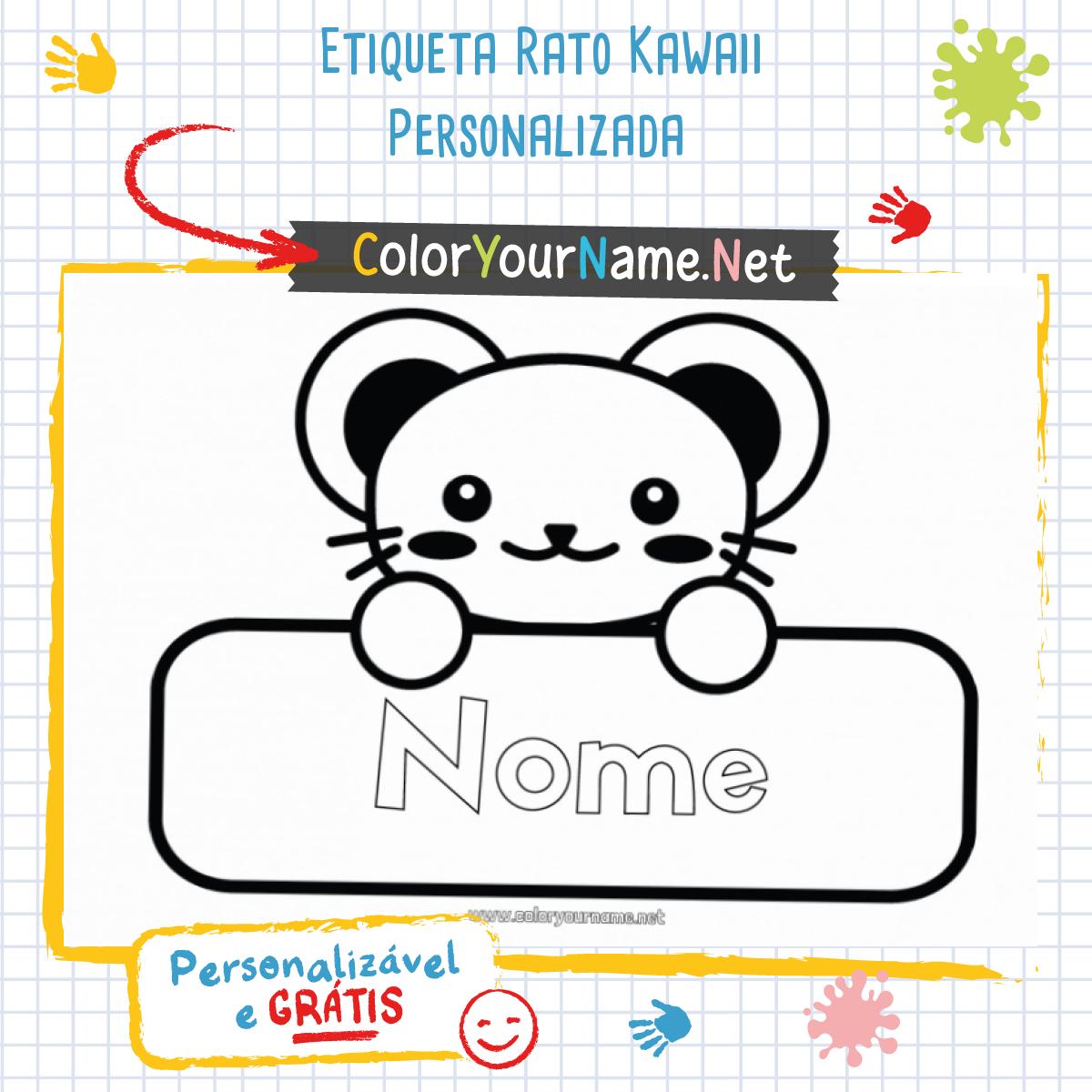 Etiqueta Rato Kawaii Personalizada