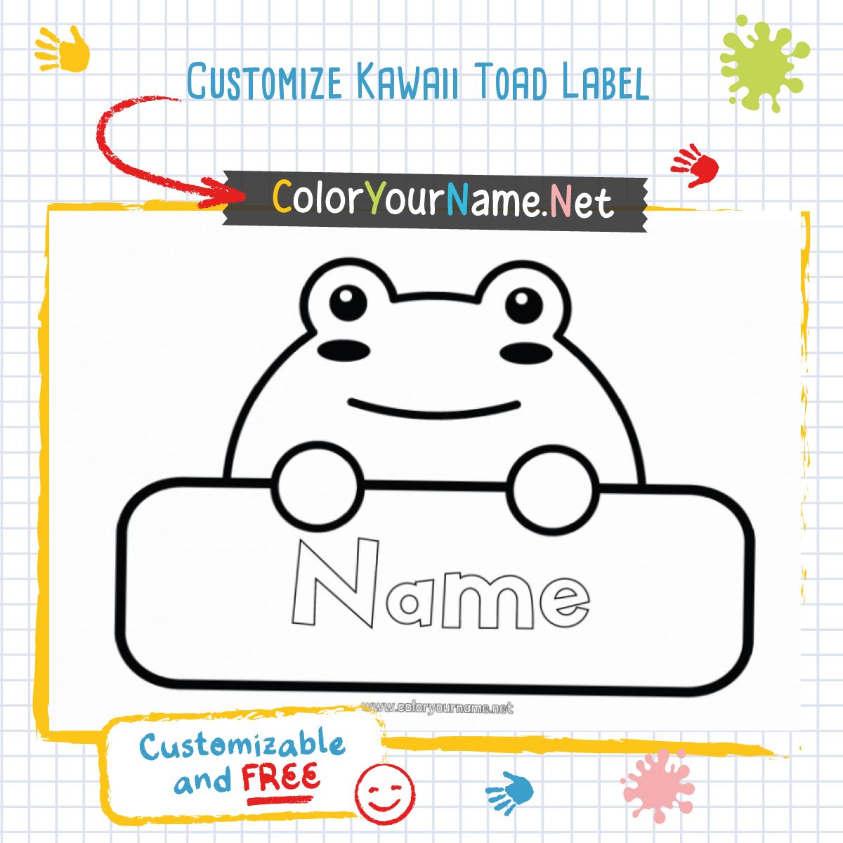 Customize Kawaii Toad Label