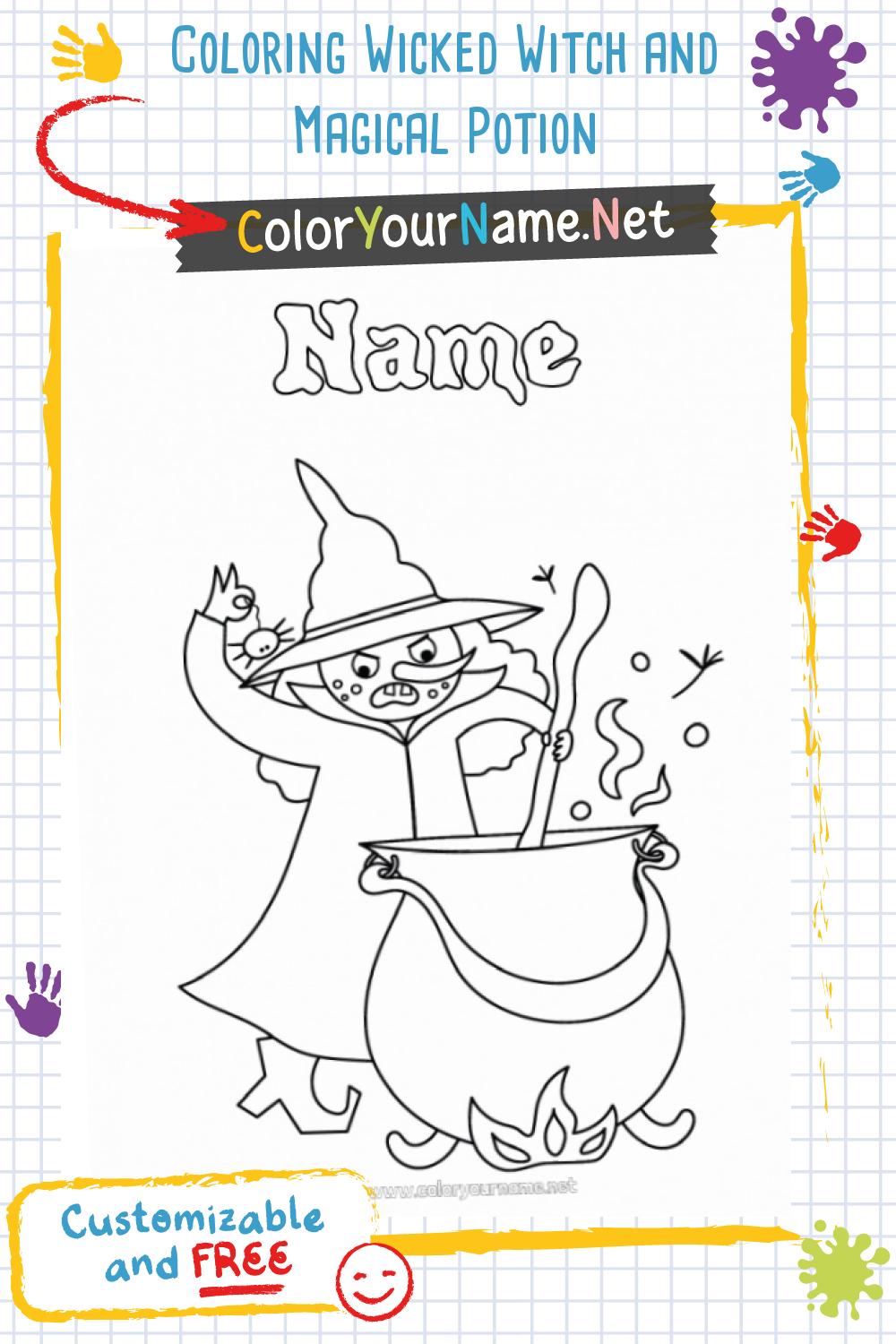 Coloring Wicked Witch and Magical Potion