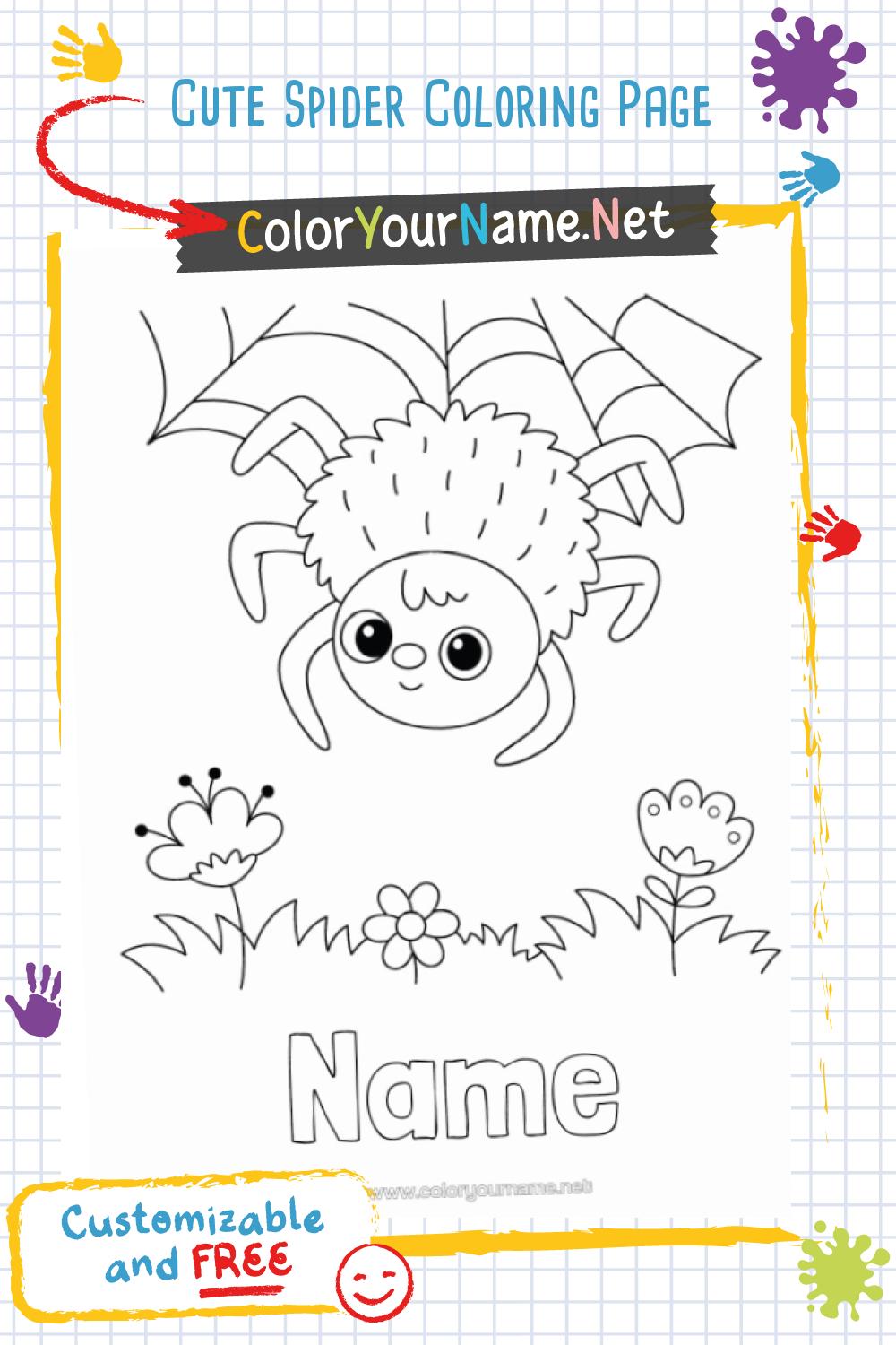 Cute Spider Coloring Page