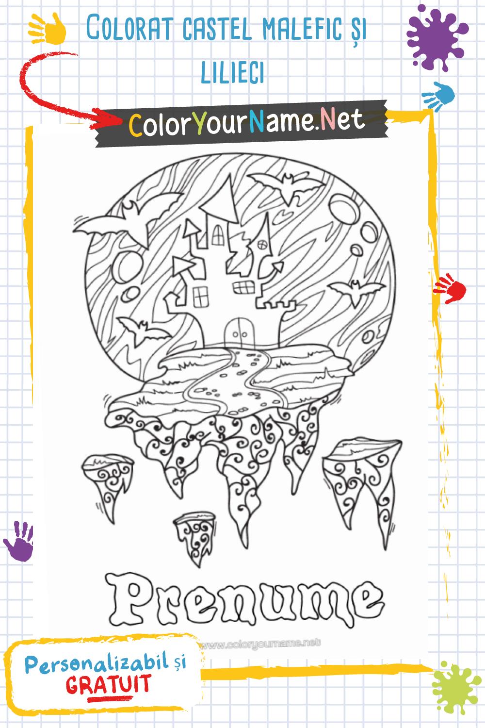 Colorat castel malefic și lilieci