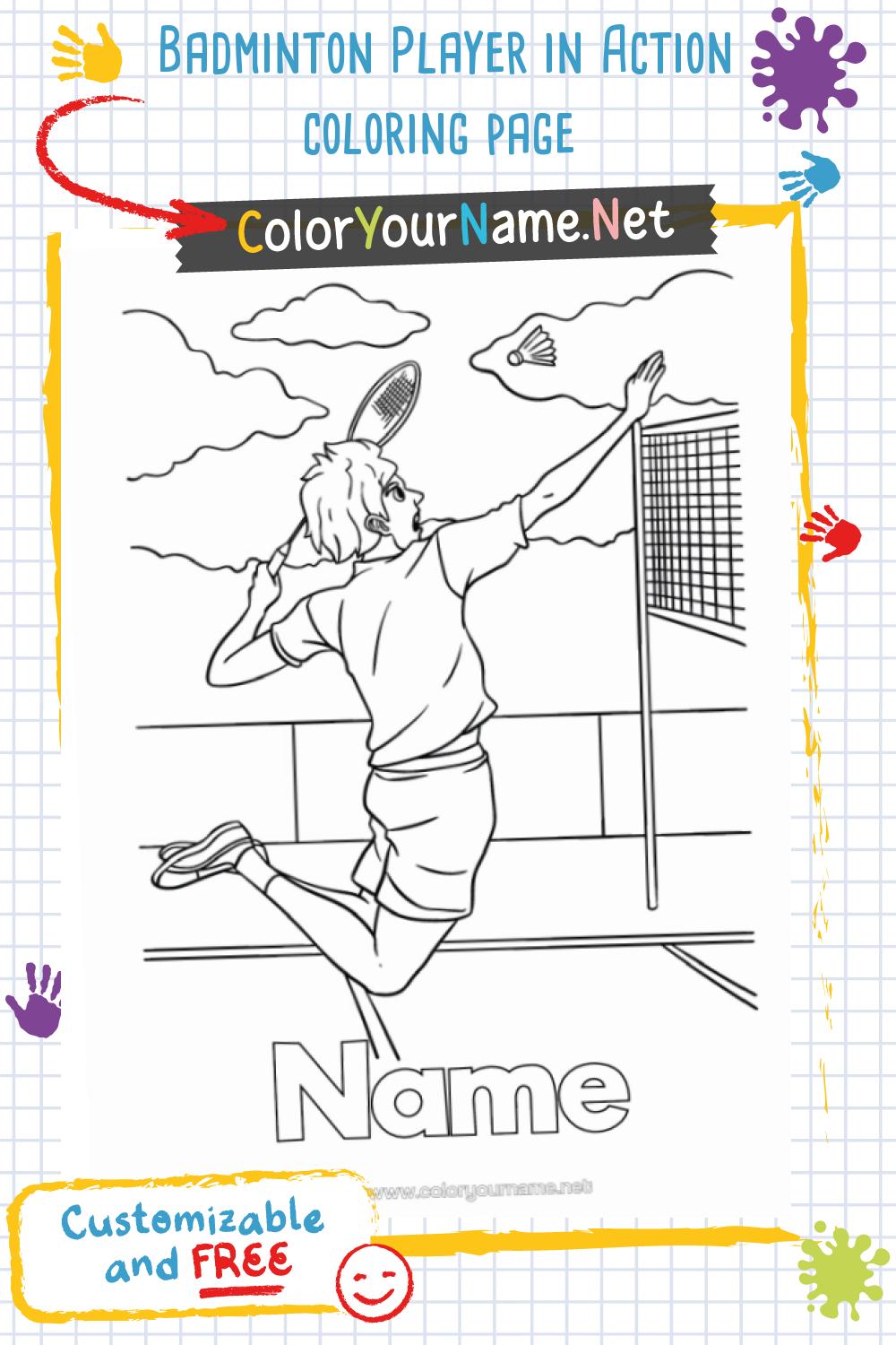 Badminton Player in Action coloring page