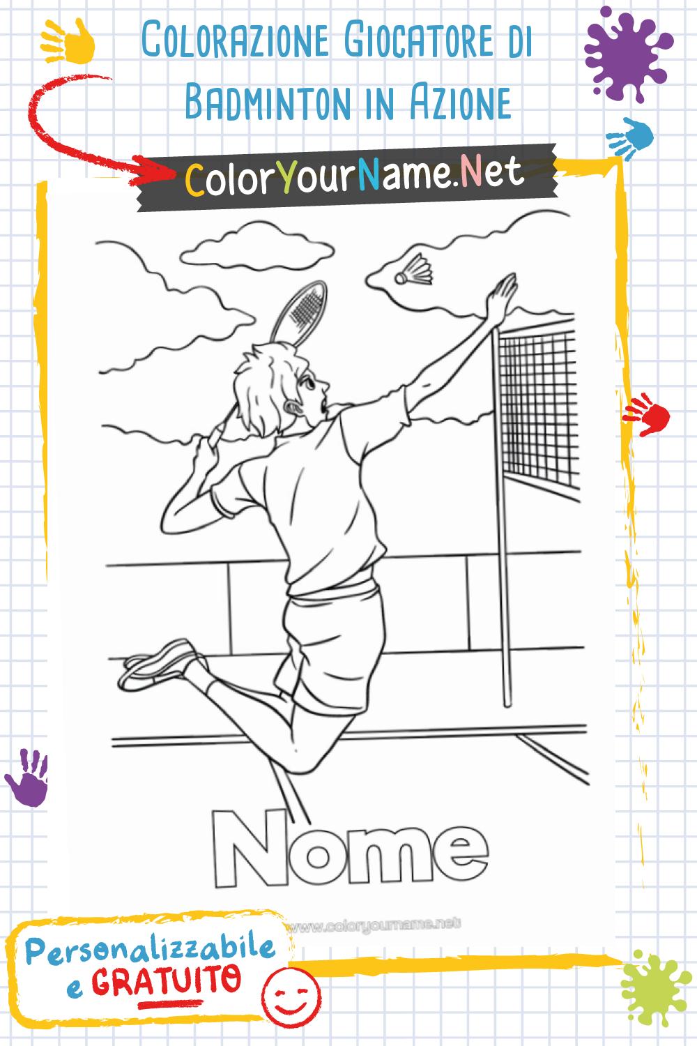 Colorazione Giocatore di Badminton in Azione