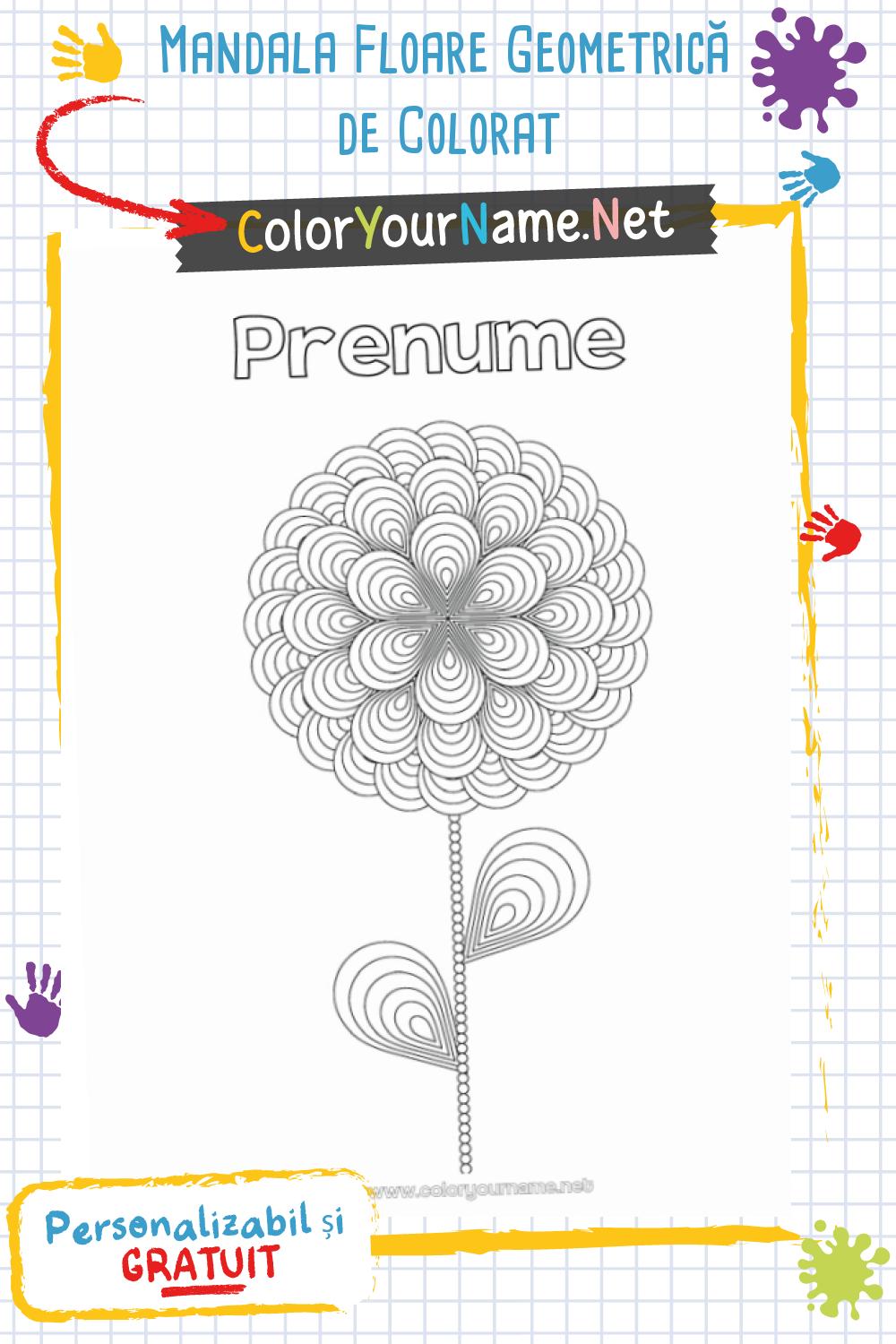Mandala Floare Geometrică de Colorat