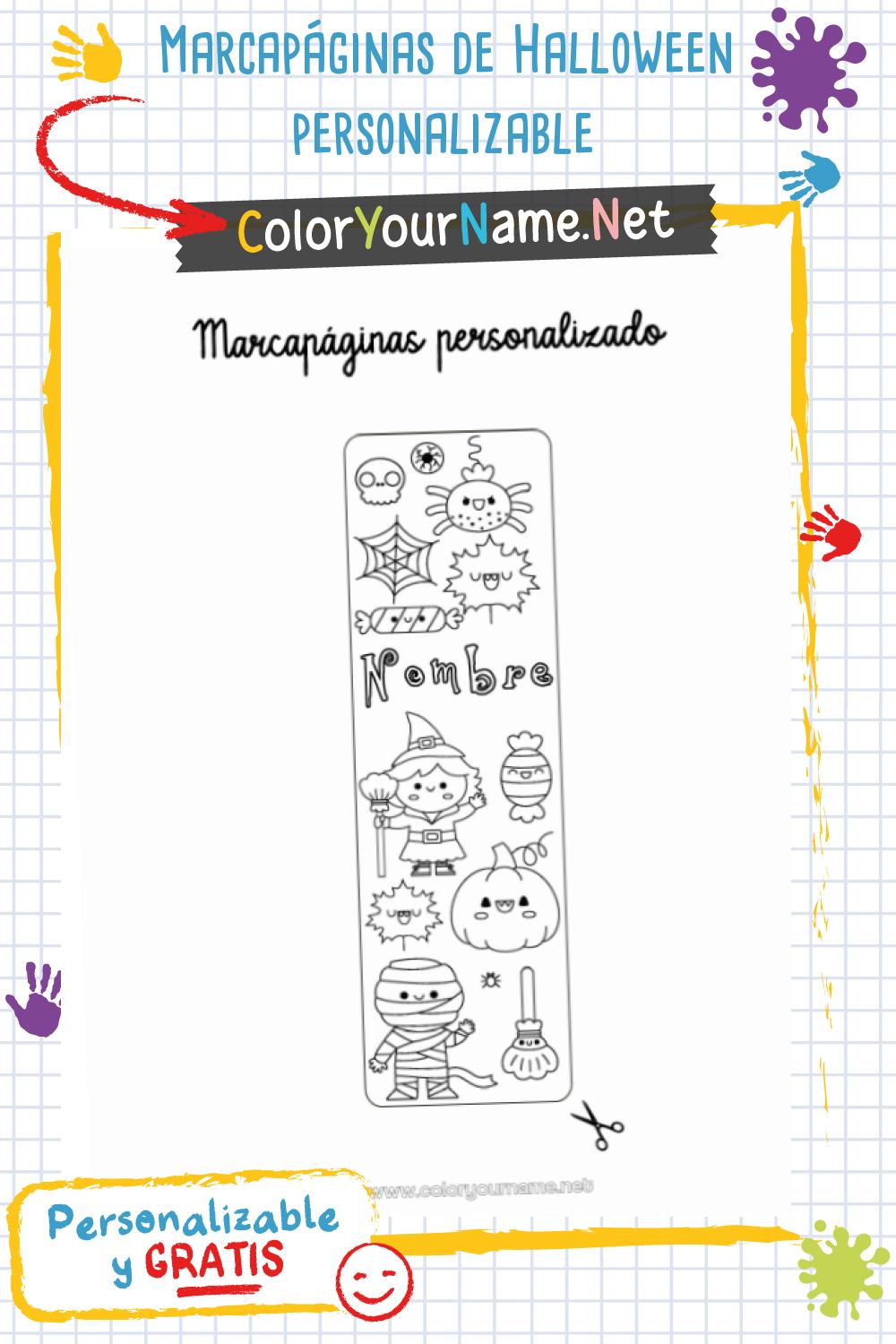 Marcapáginas de Halloween personalizable