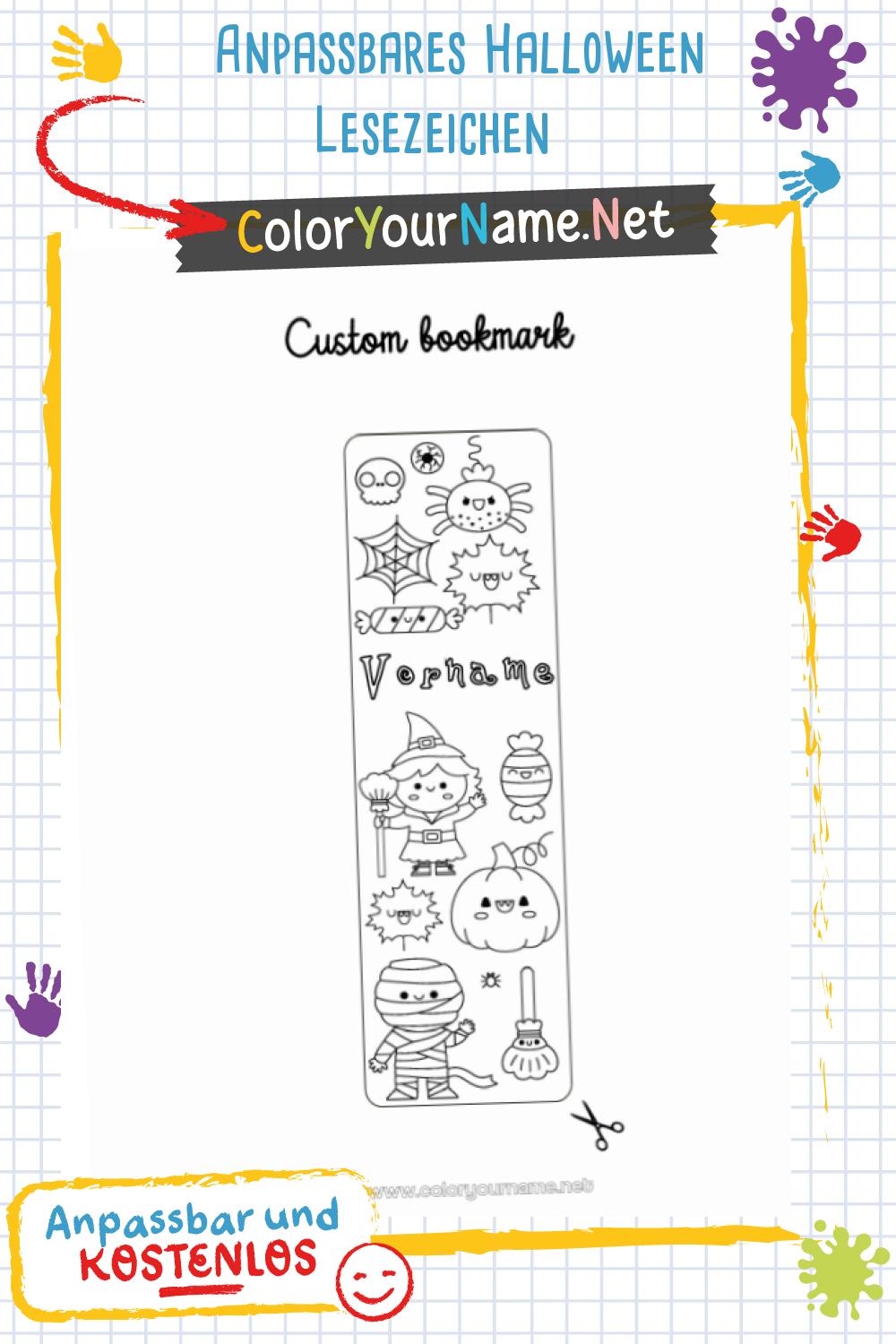 Anpassbares Halloween Lesezeichen