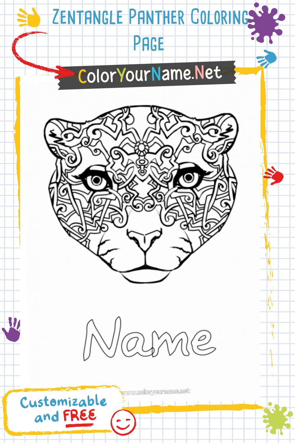 Zentangle Panther Coloring Page