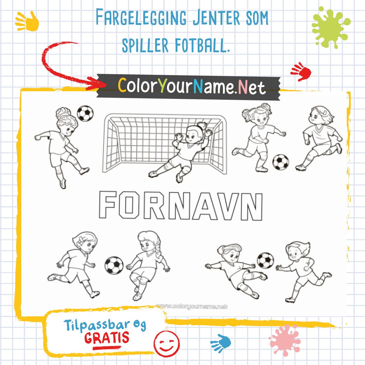 Fargelegging Jenter som spiller fotball.