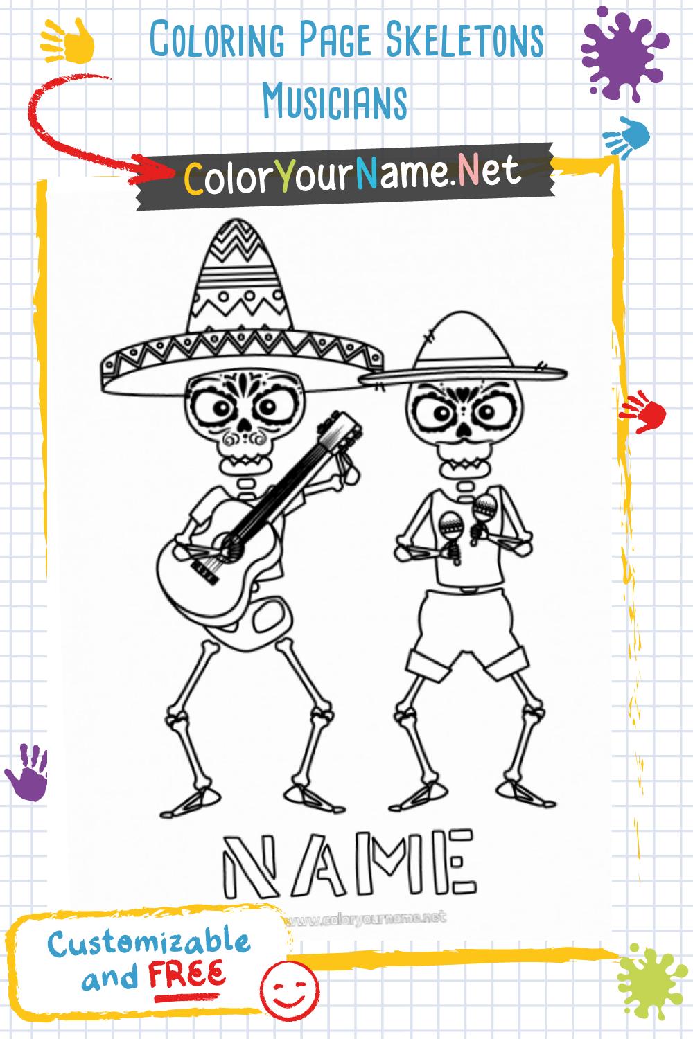 Coloring Page Skeletons Musicians