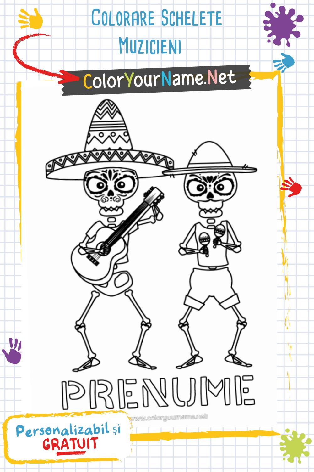 Colorare Schelete Muzicieni