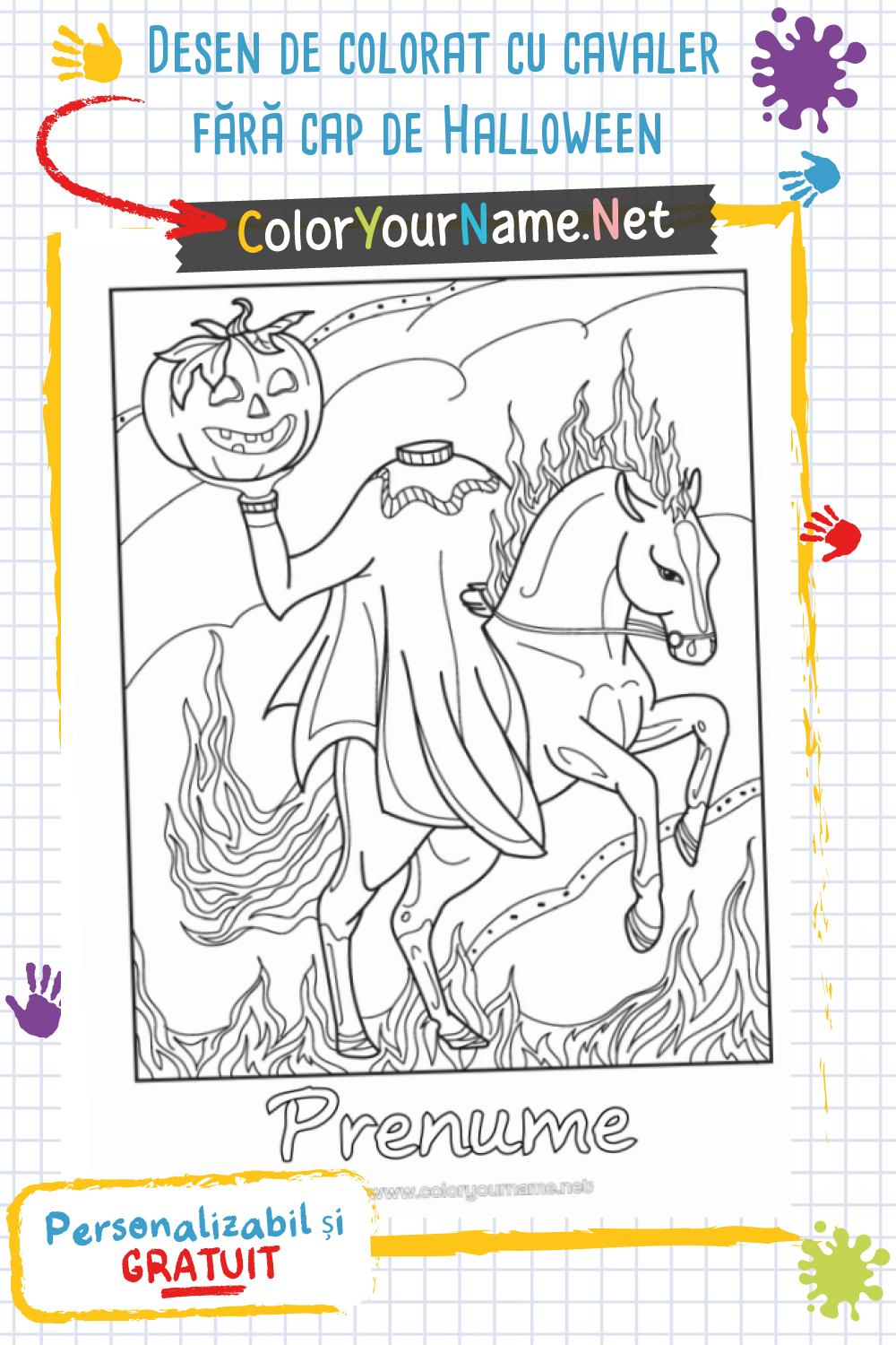 Desen de colorat cu cavaler fără cap de Halloween