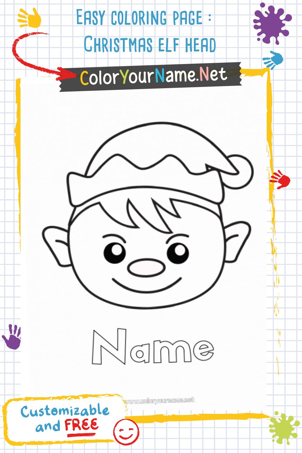 Easy coloring page : Christmas elf head