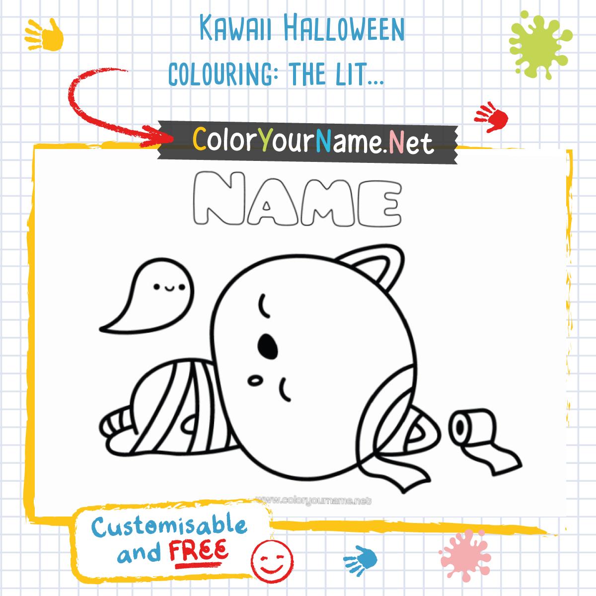 Kawaii Halloween colouring: the little ghost's prank