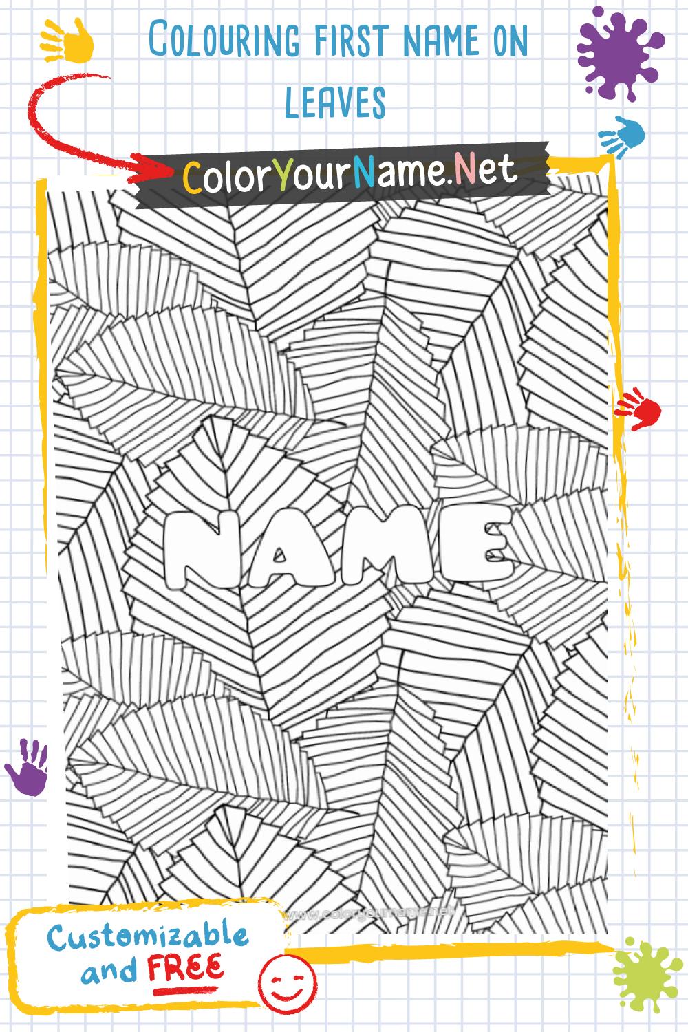 Colouring first name on leaves