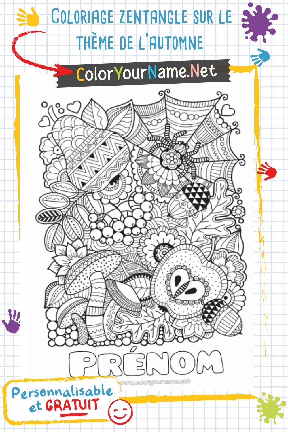 Coloriage zentangle sur le thème de l'automne