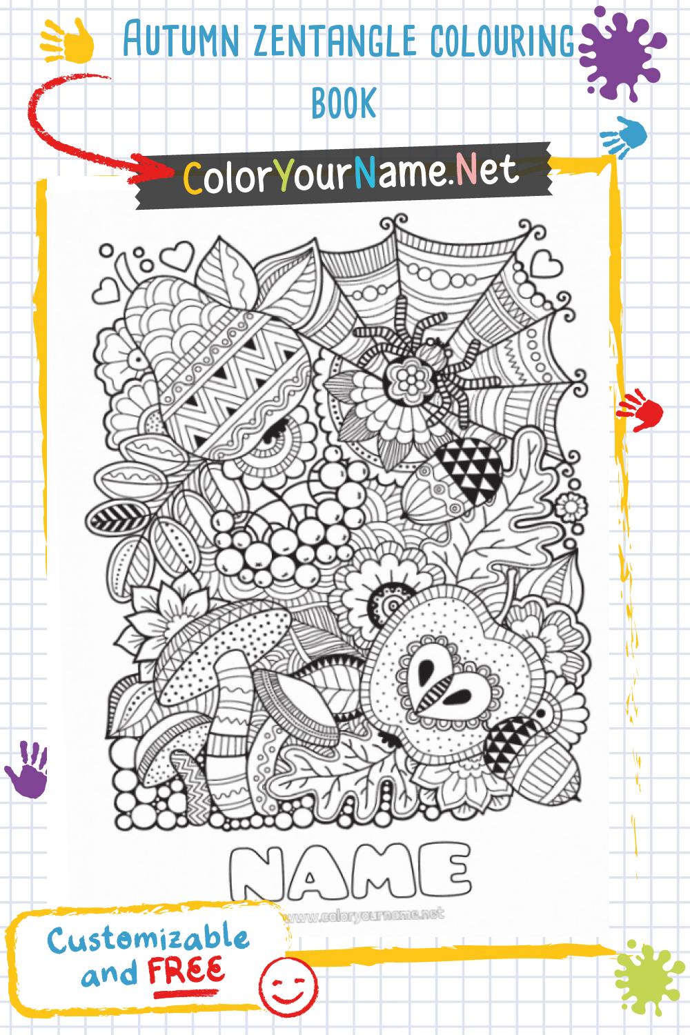 Autumn zentangle colouring book