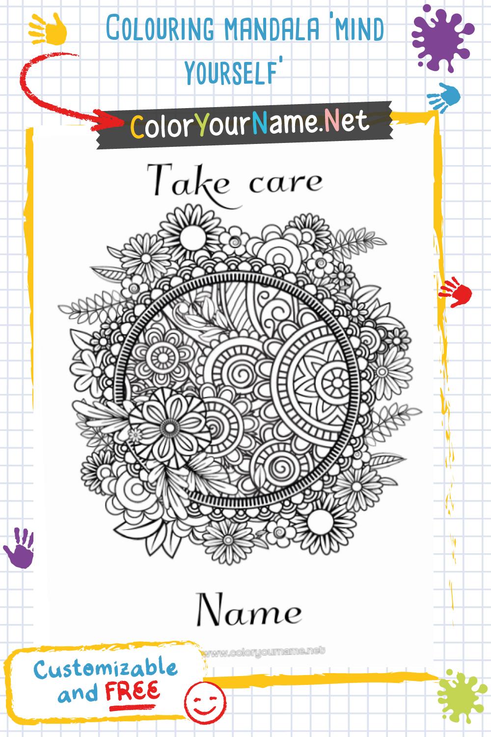 Colouring mandala 'mind yourself'
