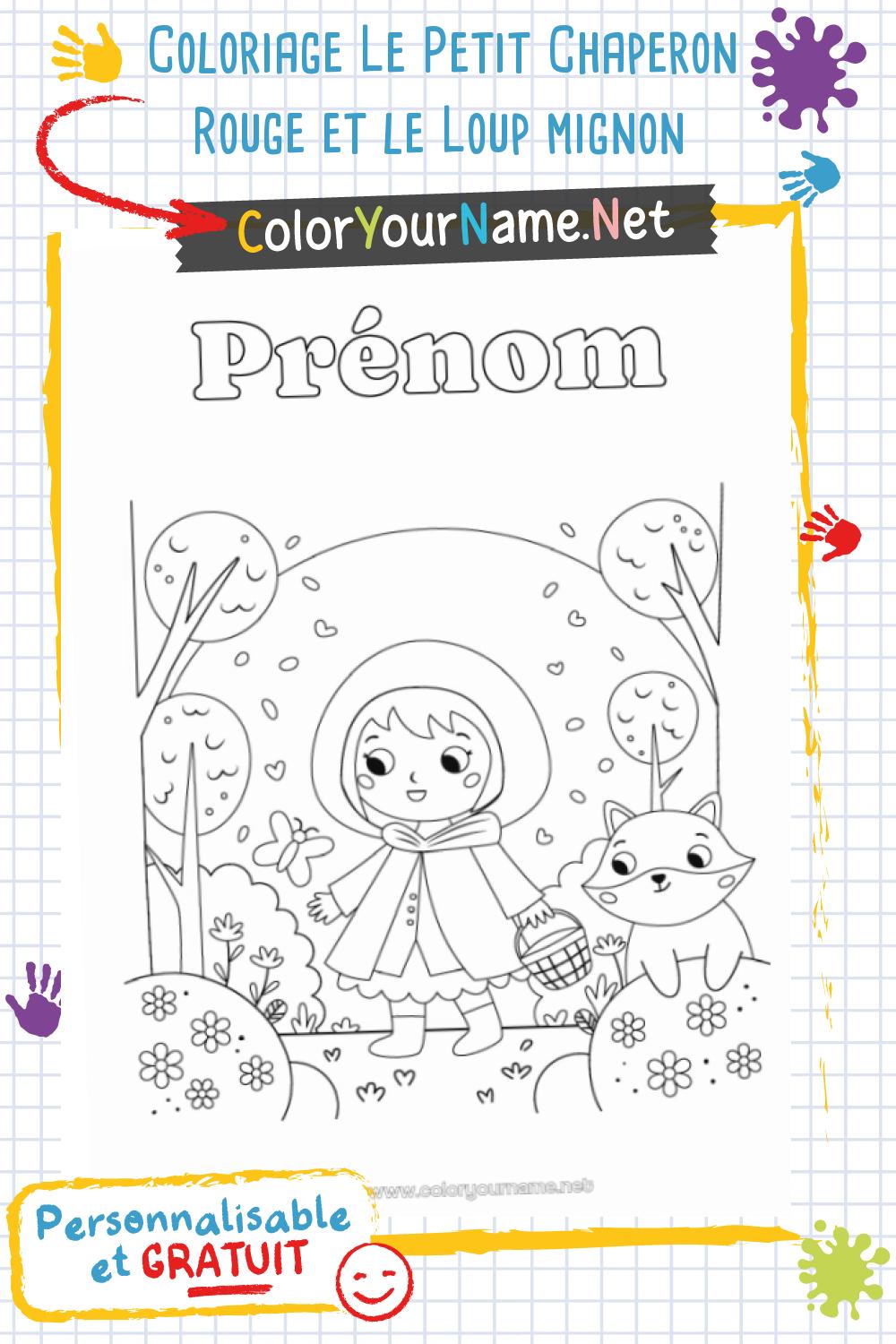 Coloriage Le Petit Chaperon Rouge et le Loup mignon