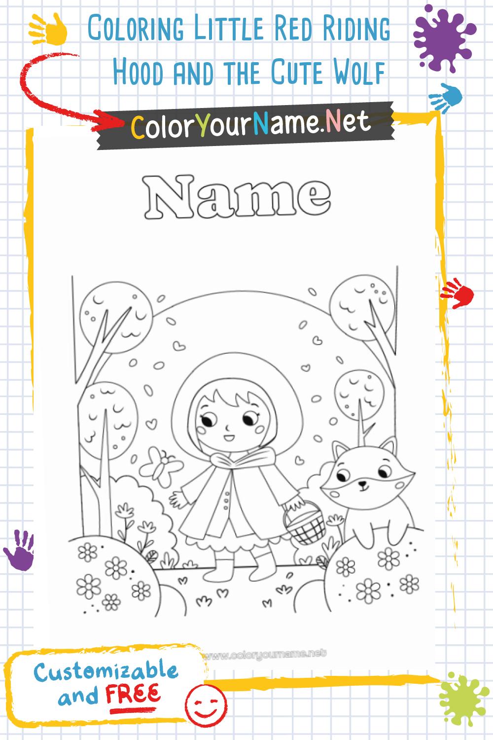 Coloring Little Red Riding Hood and the Cute Wolf