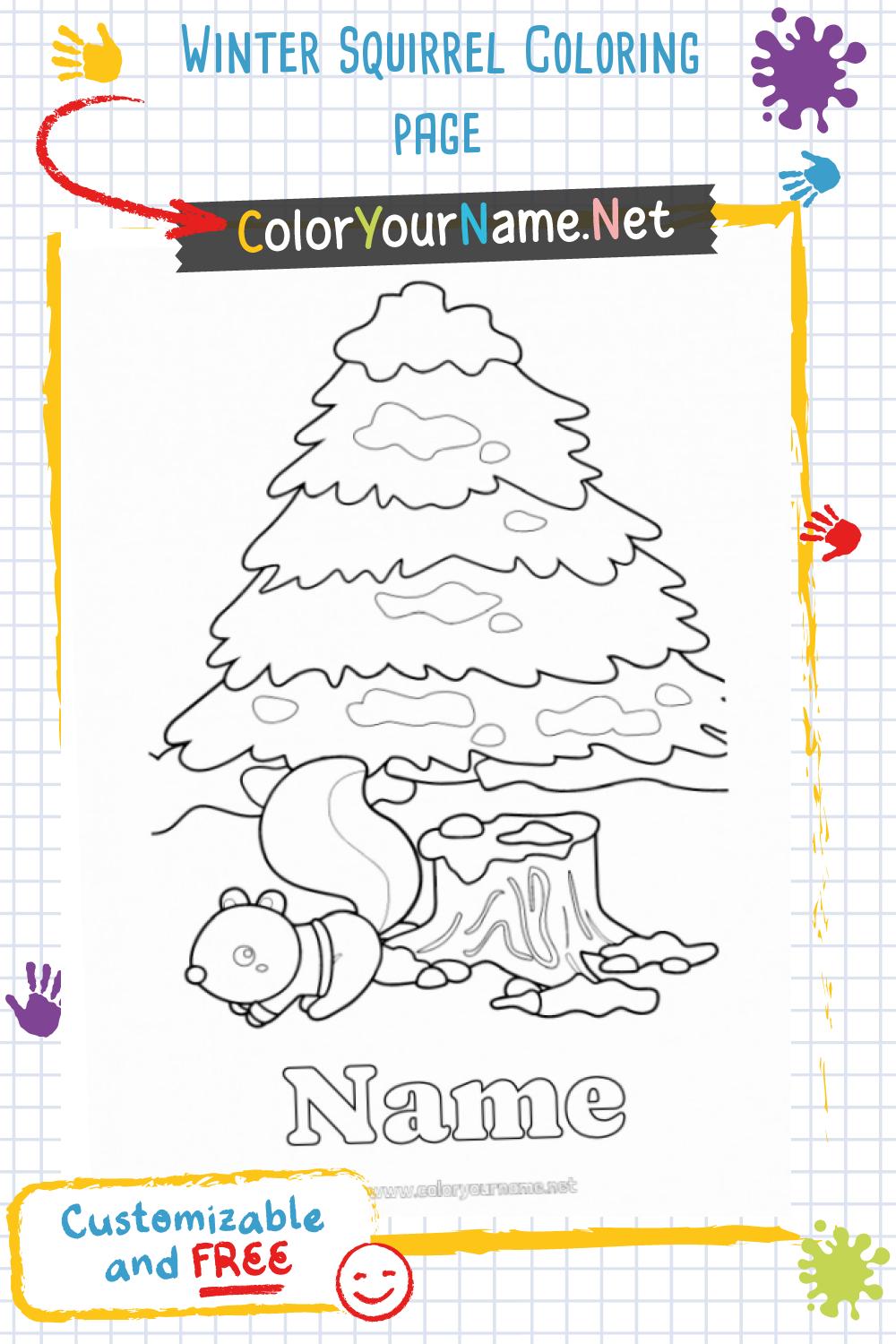 Winter Squirrel Coloring page