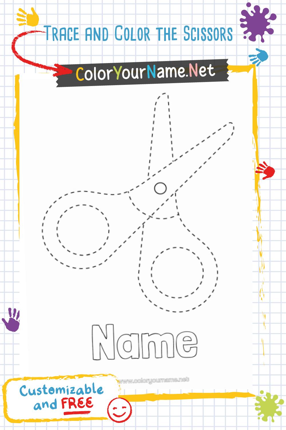 Trace and Color the Scissors