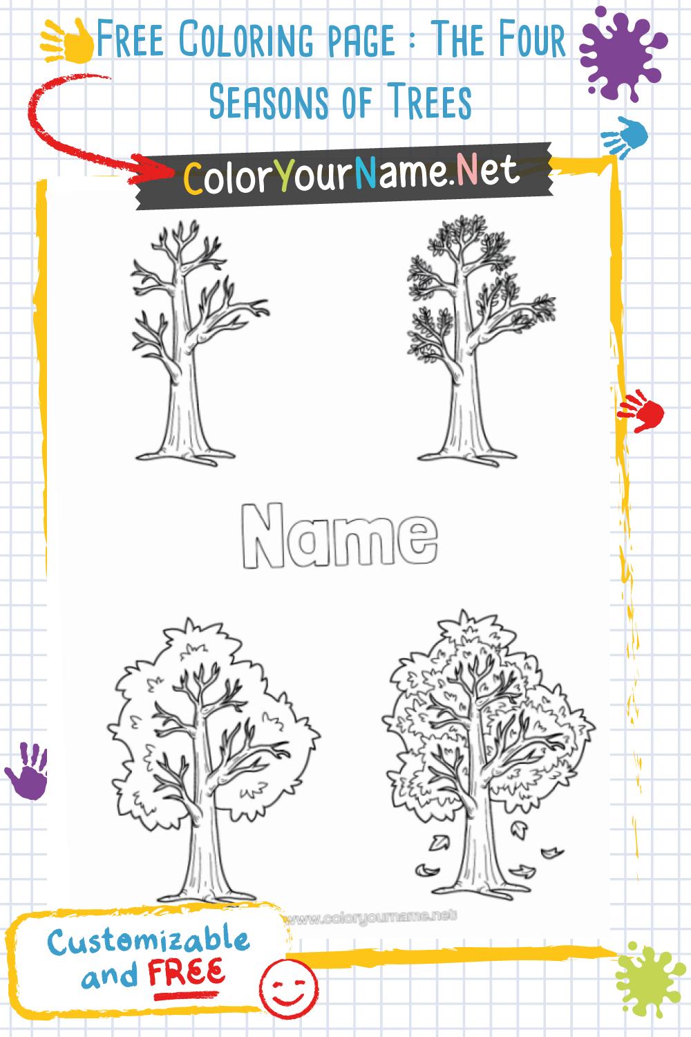 Free Coloring page : The Four Seasons of Trees