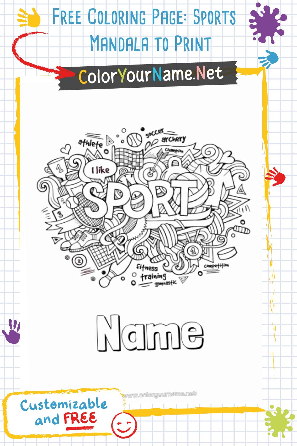 Free Coloring Page: Sports Mandala to Print