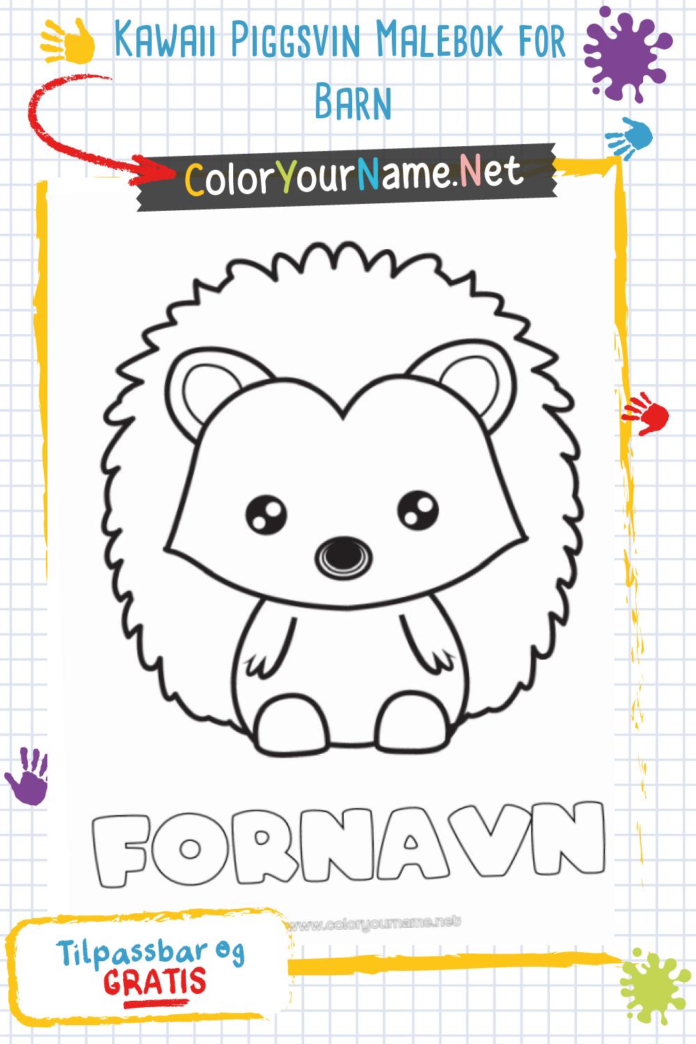 Kawaii Piggsvin Malebok for Barn