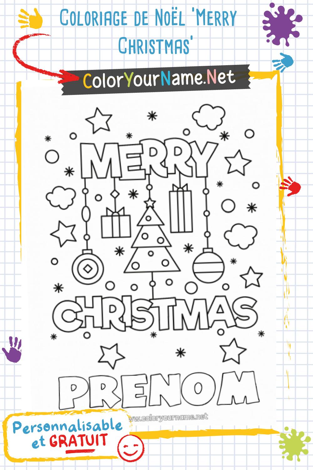 Coloriage de Noël 'Merry Christmas'